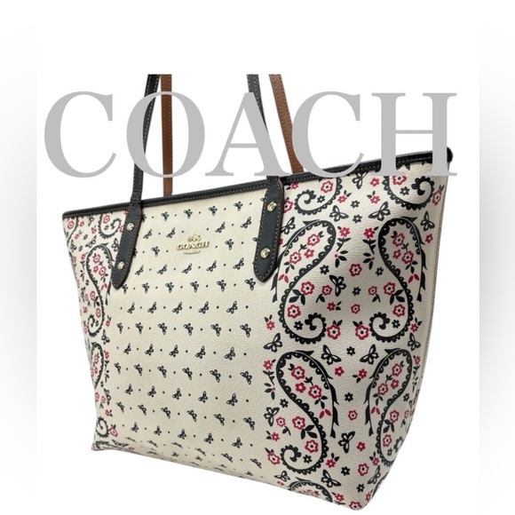 Coach | Bags | Coach Coated Canvas City Zip Tote In Butterfly Bandana ...